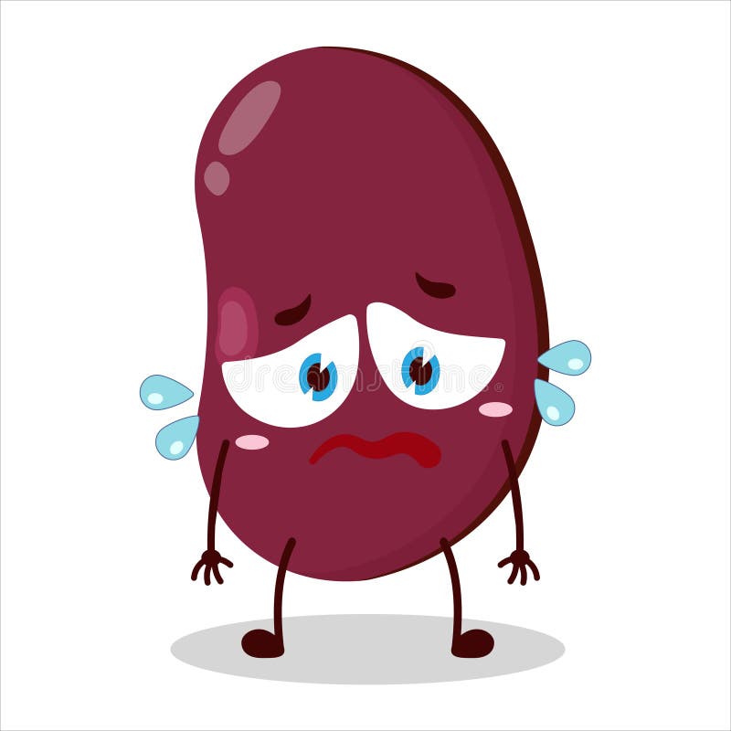 Cute Depressed Expression of Red Bean Character Stock Vector - Illustration of kidney, dull ...