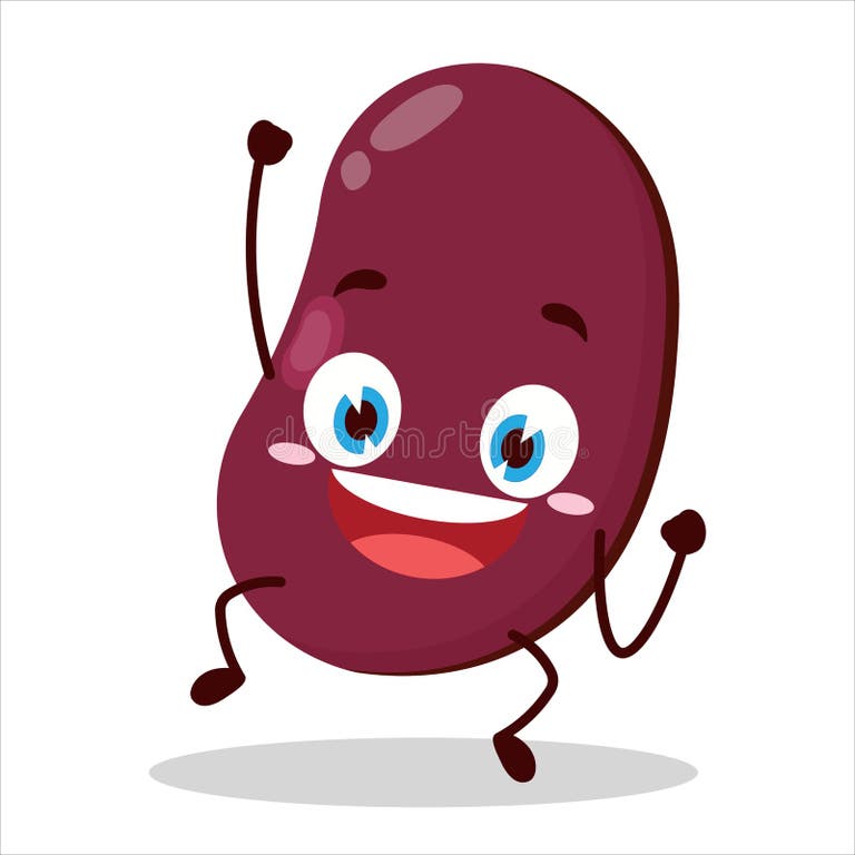 Cute Hurray Victory Expression of Red Bean Character Stock Vector ...