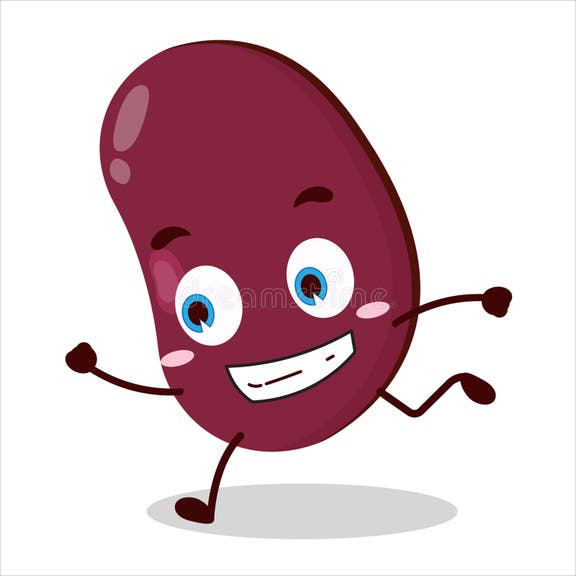 Cute Rush Running Expression of Red Bean Character Stock Vector ...