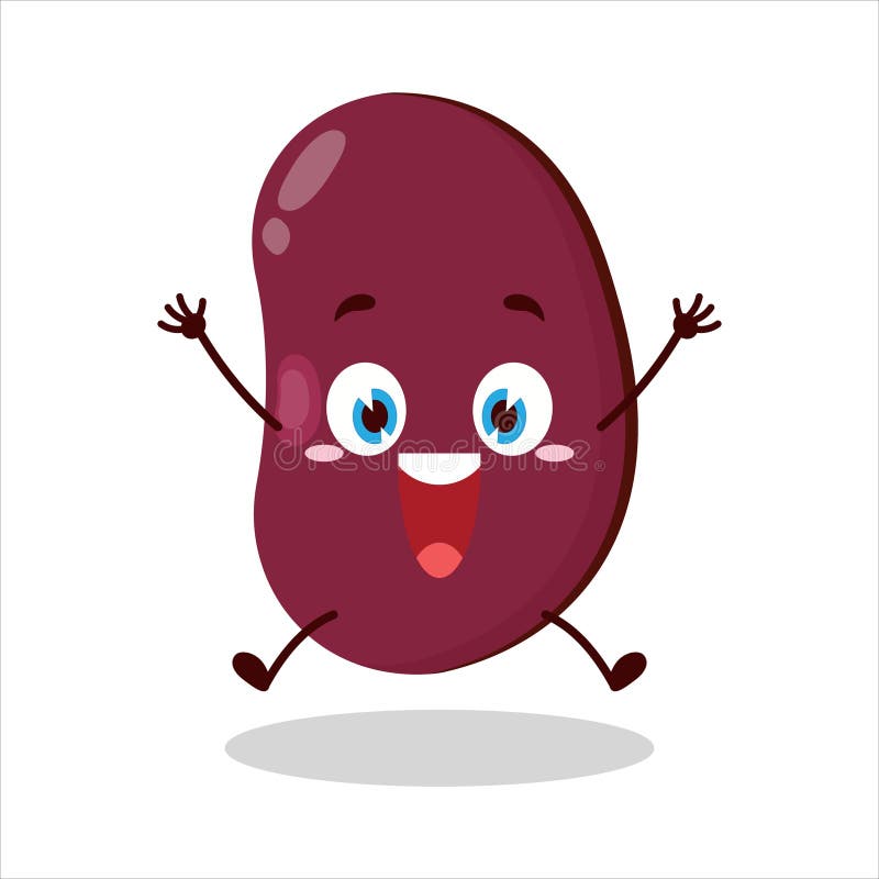 Cute Celebration Jump Expression of Red Bean Character Stock Vector ...
