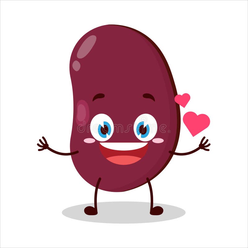 Cute Fall in Love Expression of Red Bean Character Stock Vector ...