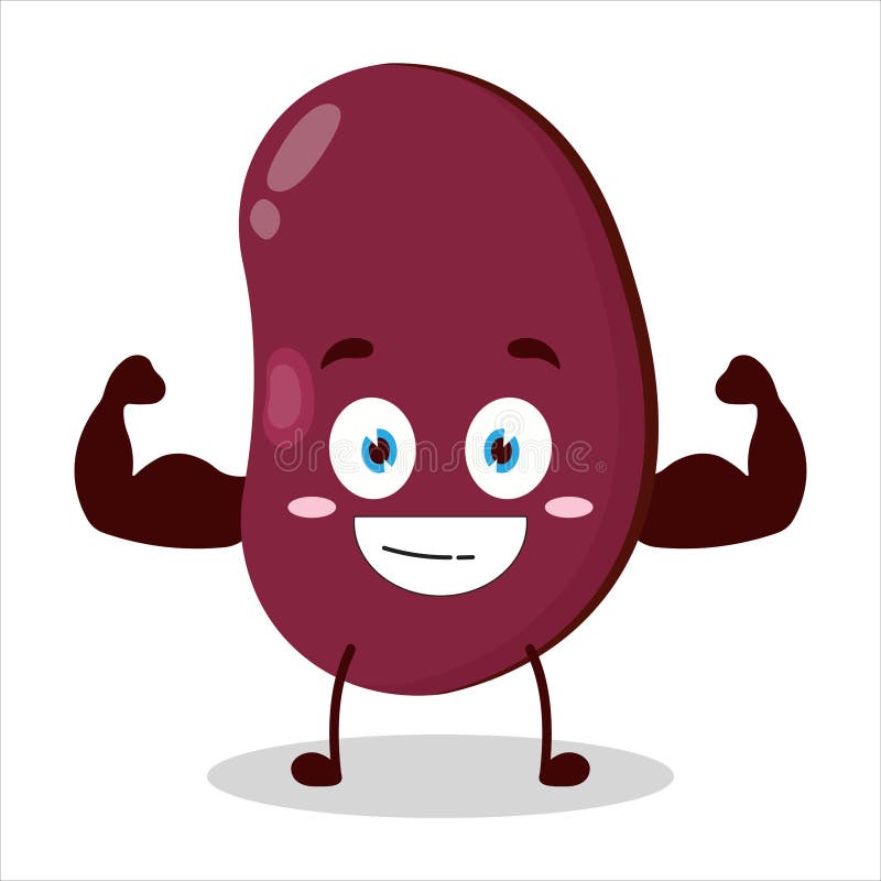 Cute Masculine Healthy Athlete Expression of Red Bean Character Stock ...