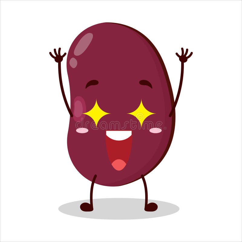 Cute Excited Expression of Red Bean Character Stock Vector ...