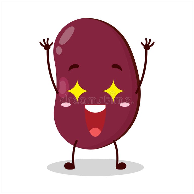 Cute Excited Expression of Red Bean Character Stock Vector ...