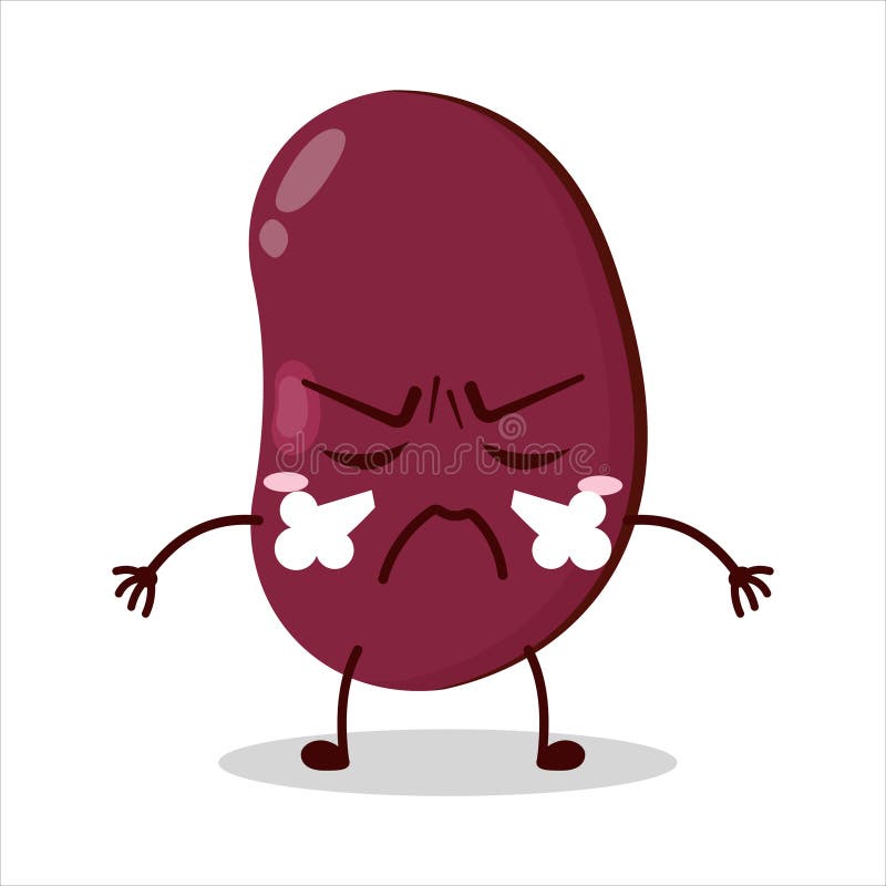 Cute Furious Expression of Red Bean Character Stock Vector ...