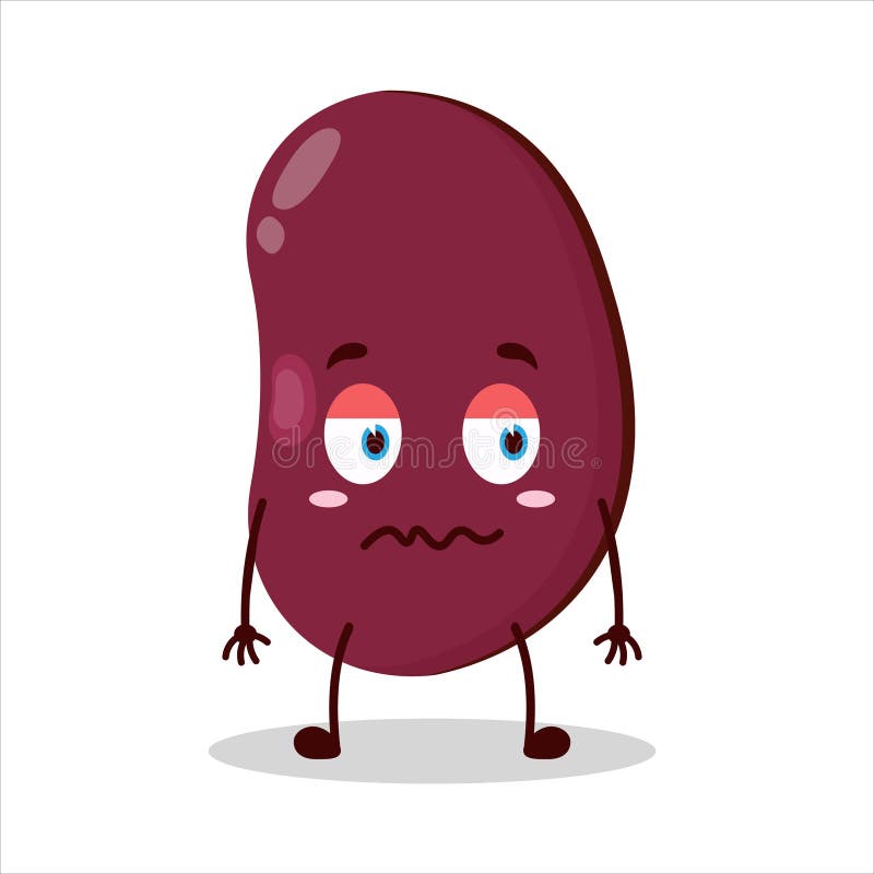 Cute Grumpy Expression of Red Bean Character Stock Vector ...