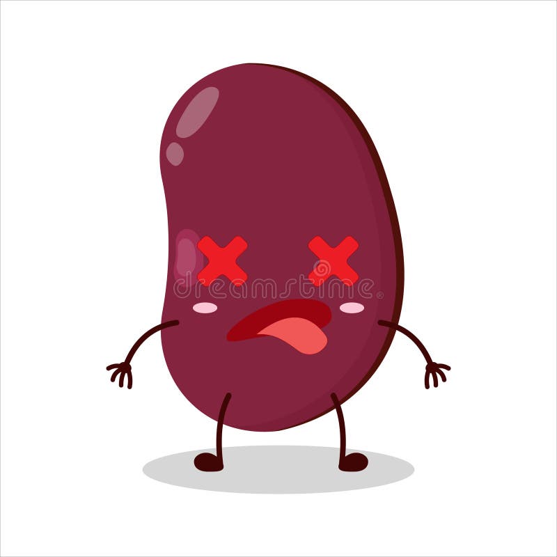 Cute Fainted Expression of Red Bean Character Stock Vector - Illustration of suffering, lose ...