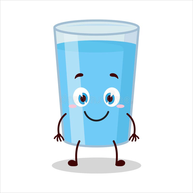 Cute Smile Expression Glass of Water Character Stock Vector ...