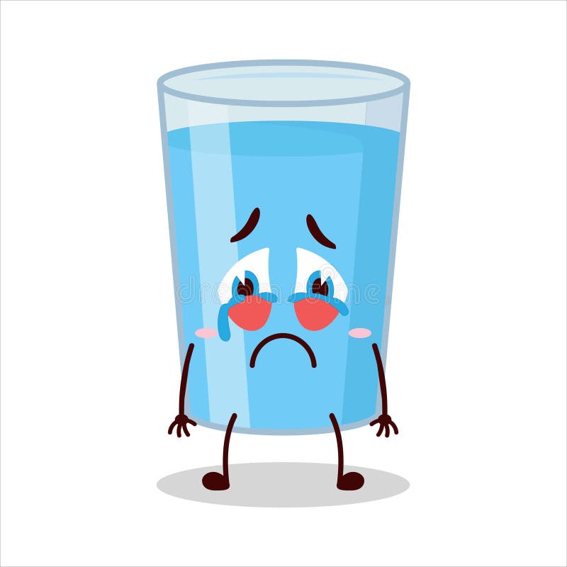 Cute Cry Expression Glass of Water Character Stock Vector ...