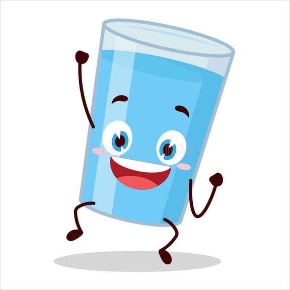 Cute Hurray Victory Expression Glass of Water Character Stock Vector ...