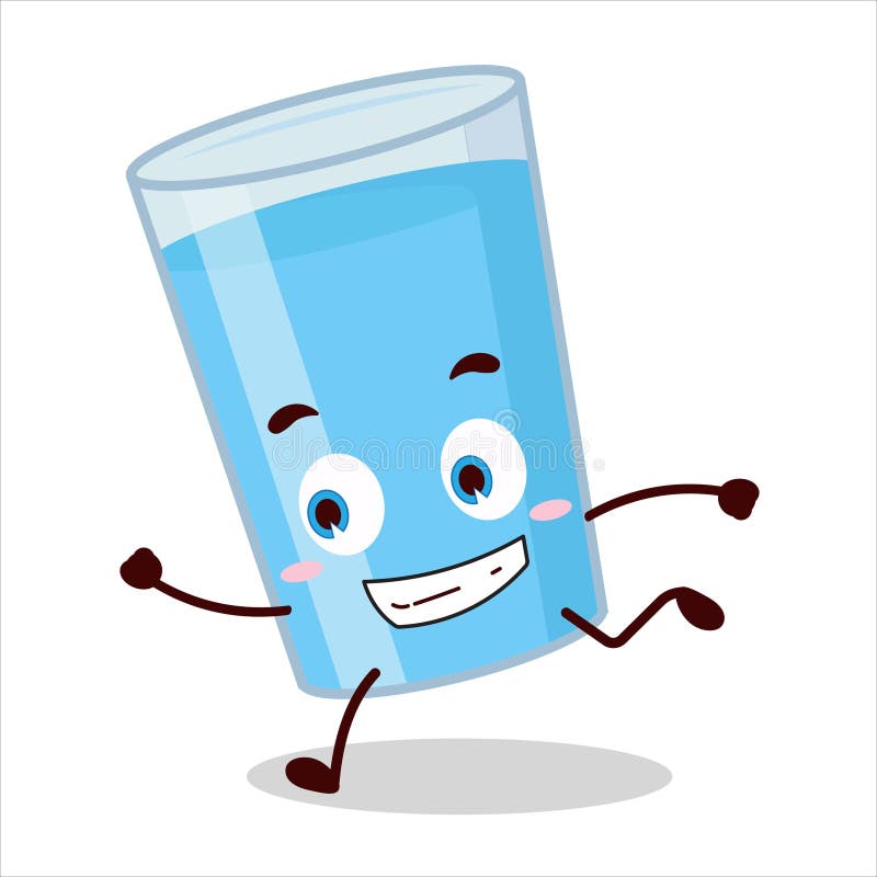 Cute Rush Running Expression Glass of Water Character Stock Vector ...