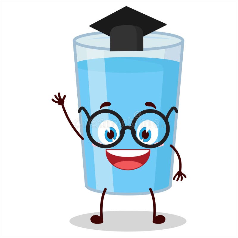 Cute Graduation College Student Expression Glass of Water Character ...