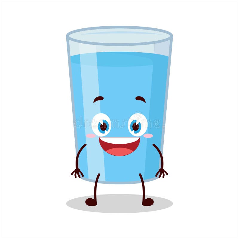 Cute Happy Expression Glass of Water Character Stock Vector ...