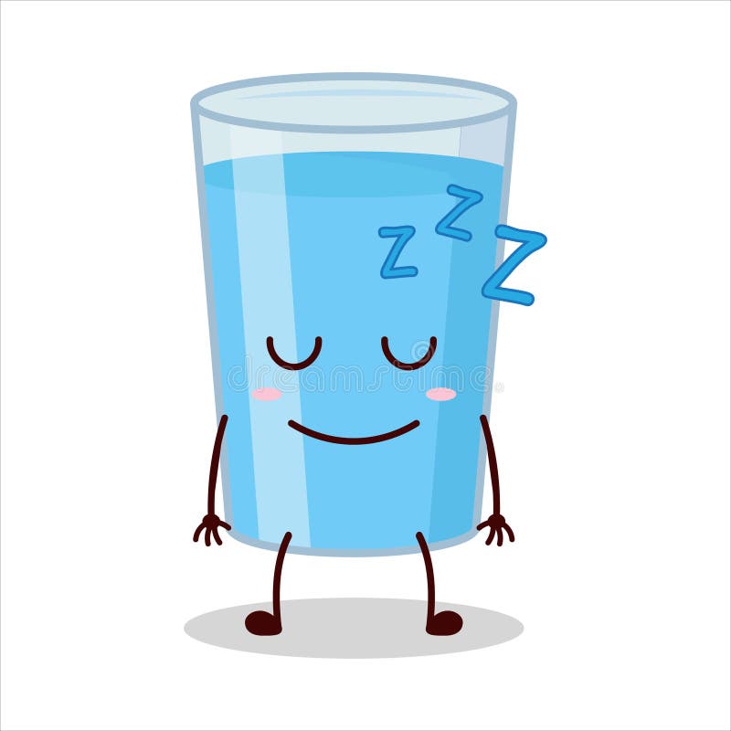 Cute Sleep Expression Glass of Water Character Stock Vector ...