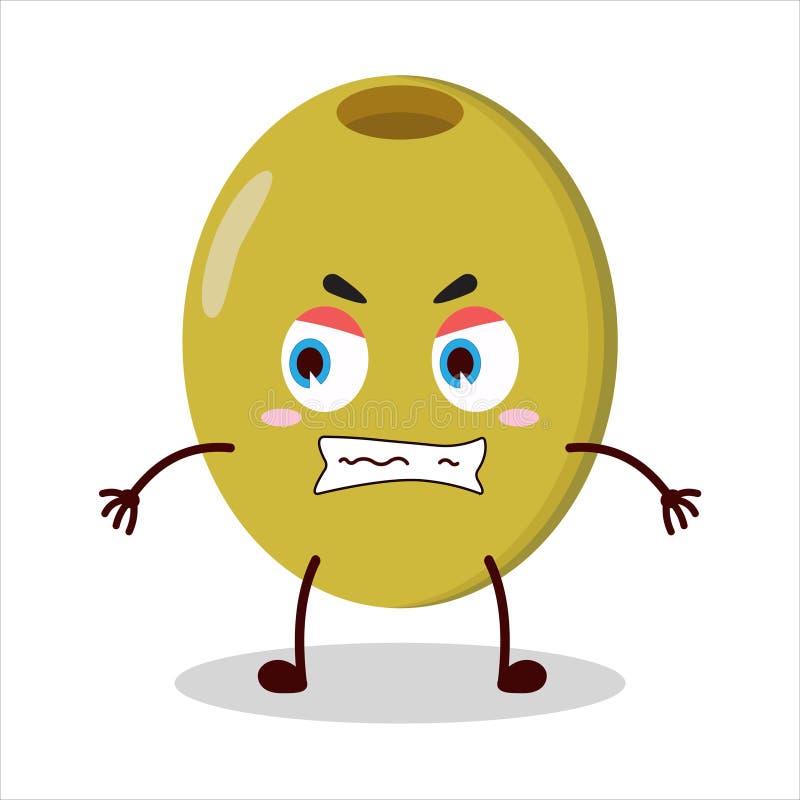 Cute Angry Expression of Olive Character Stock Vector - Illustration of ...