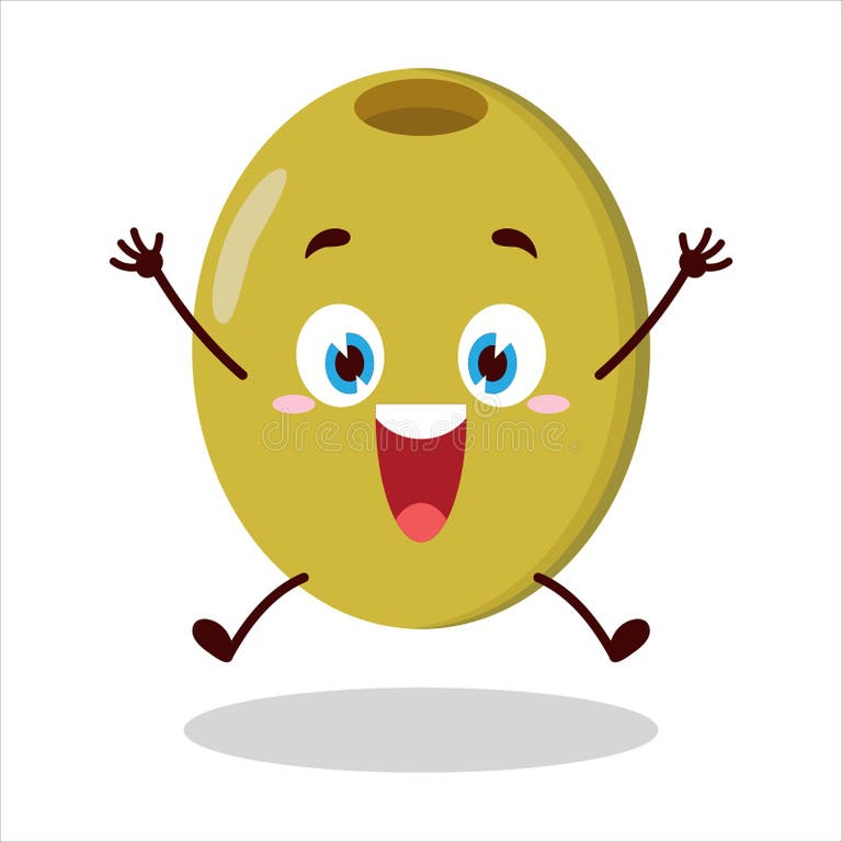 Cute Celebration Jump Expression of Olive Character Stock Vector ...