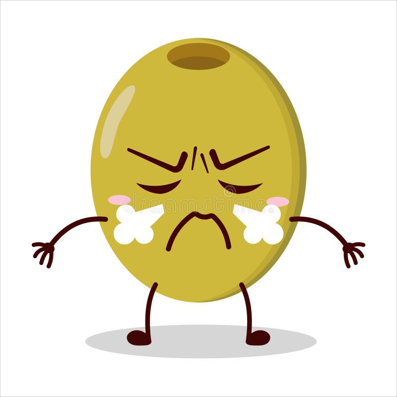 Cute Mad Expression of Olive Character Stock Vector - Illustration of ...