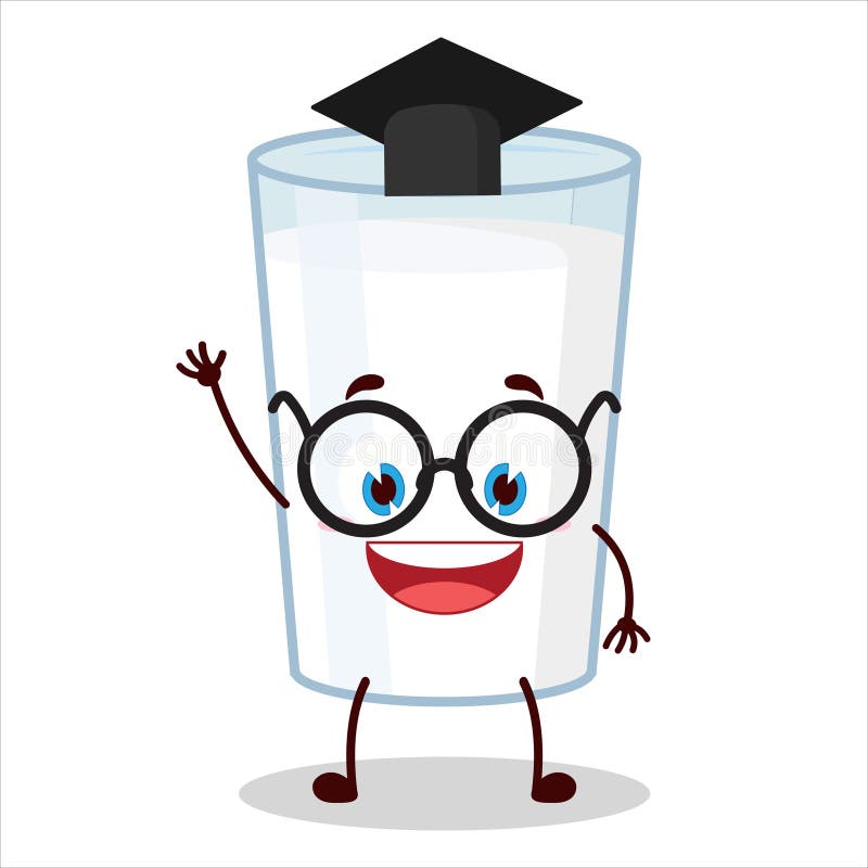 Cute Graduation College Student Expression of Milk Character Stock ...