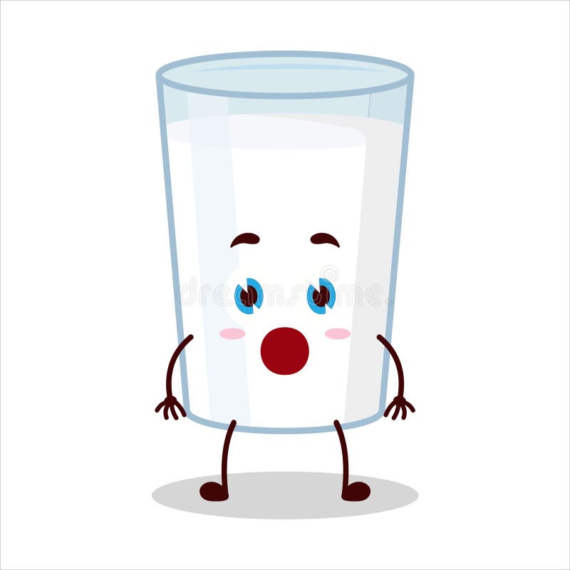 Cute Shocked Expression of Milk Cartoon Character Illustration Stock ...
