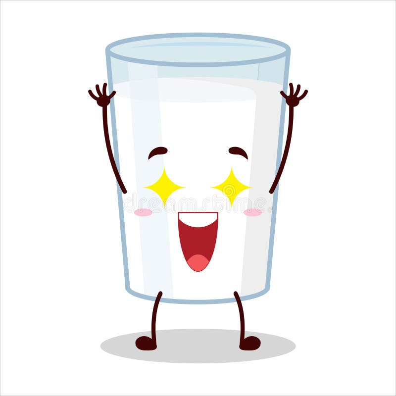 Cute Excited Expression of Milk Cartoon Character Illustration Stock ...
