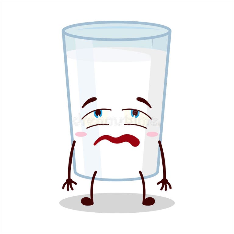 Cute Bored Expression of Milk Cartoon Character Illustration Stock ...