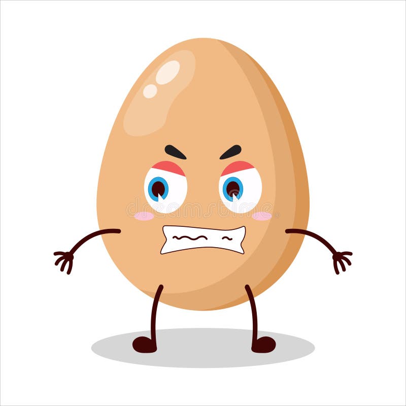 Cute Angry Expression of Egg Character Stock Vector - Illustration of ...