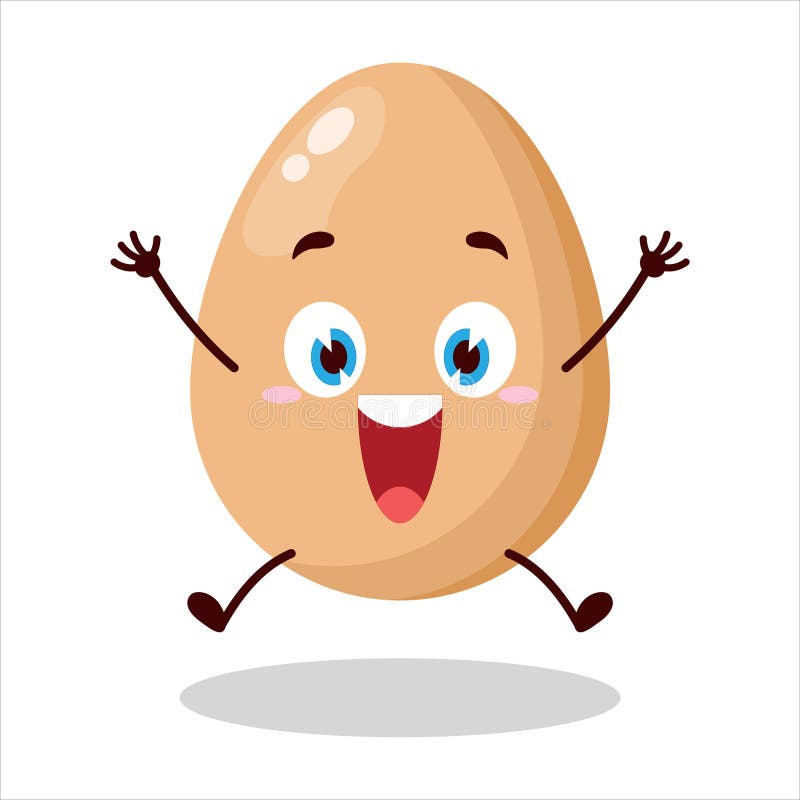Cute Celebration Jump Expression of Egg Character Stock Vector ...