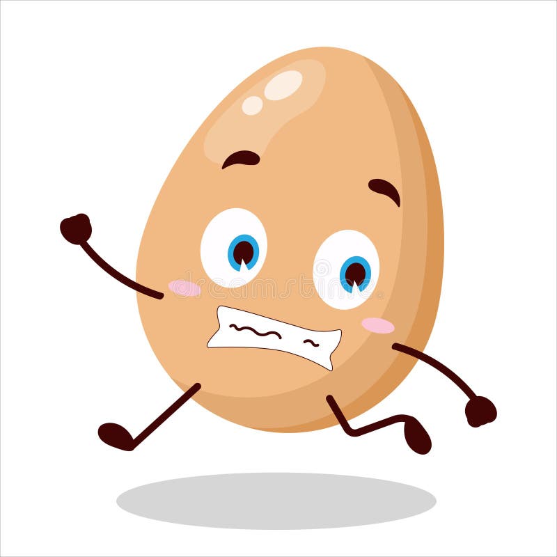 Cute Terrified Running Expression of Egg Character Stock Vector - Illustration of start ...