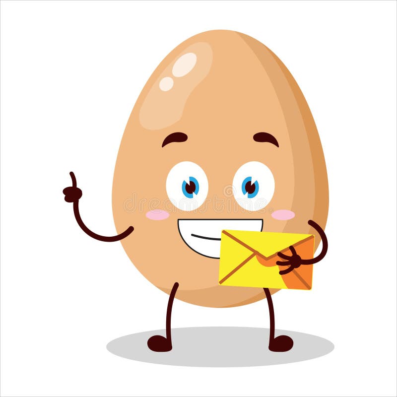 Cute Happy Expression of Egg Bring Envelope Letter Cartoon Character ...
