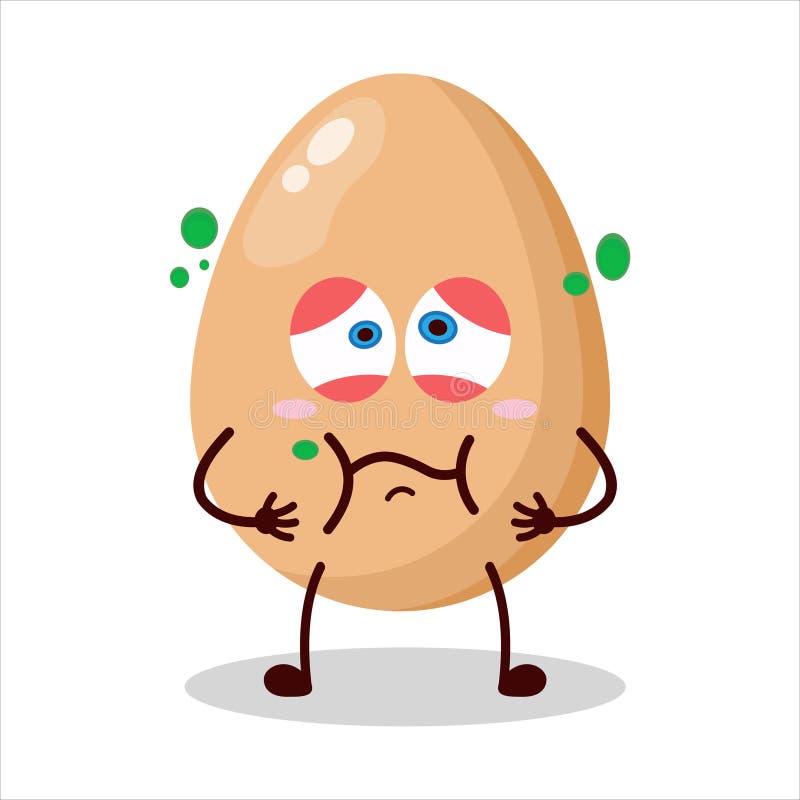 Cute Sick Expression of Egg Character Stock Vector - Illustration of ...