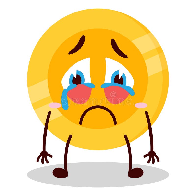 Cute Cry Expression of Coin Cartoon Character Stock Vector ...
