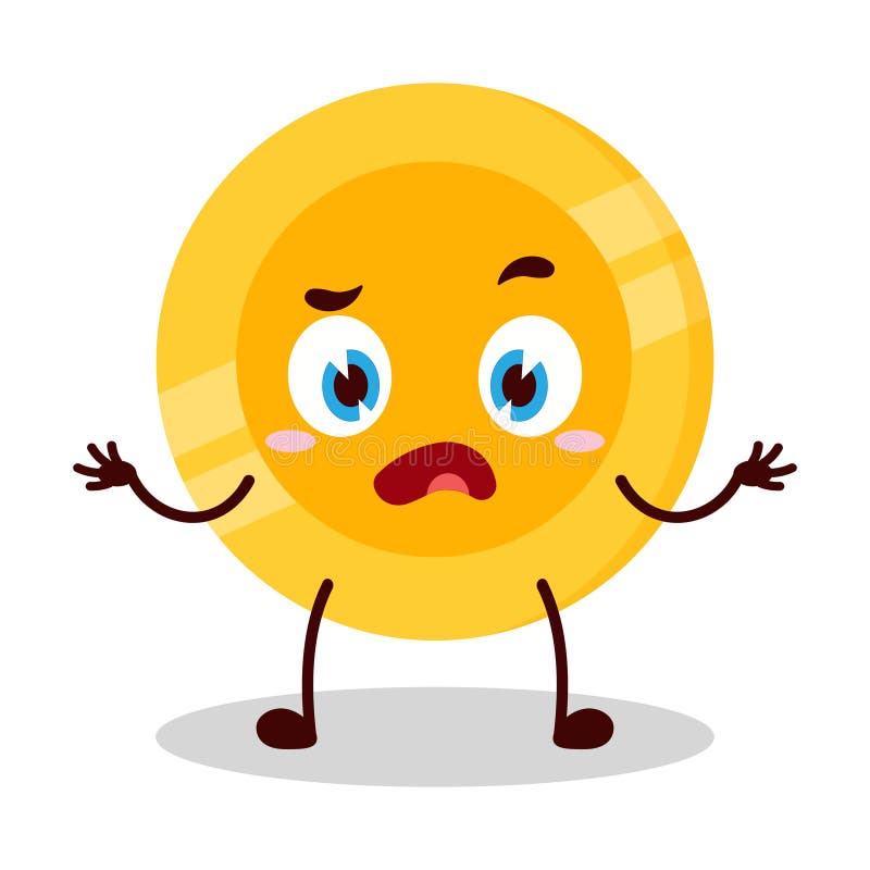 Cute Don T Know Expression of Coin Cartoon Character Stock Vector ...
