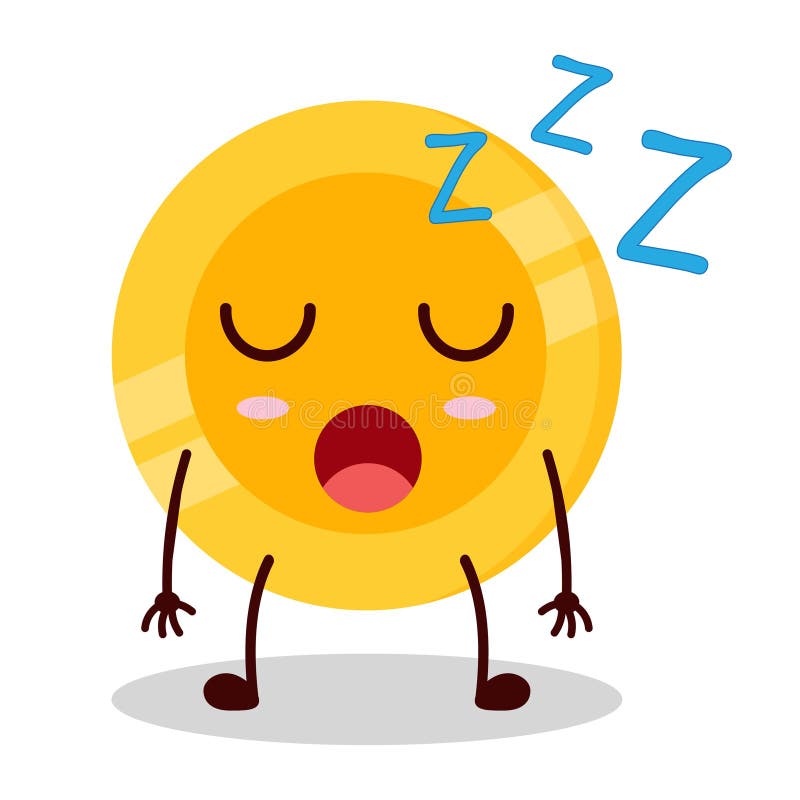Cute Rest Expression of Coin Cartoon Character Stock Vector ...