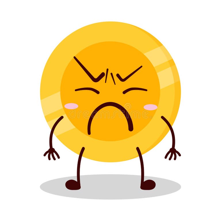 Cute Annoyed Expression of Coin Cartoon Character Stock Vector ...