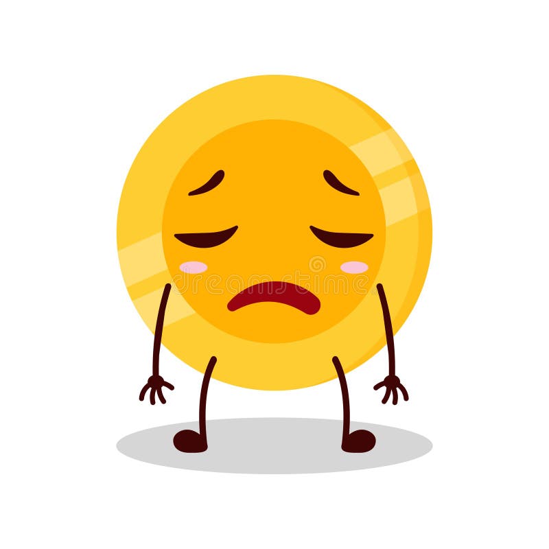 Cute Tired Expression of Coin Cartoon Character Stock Vector ...