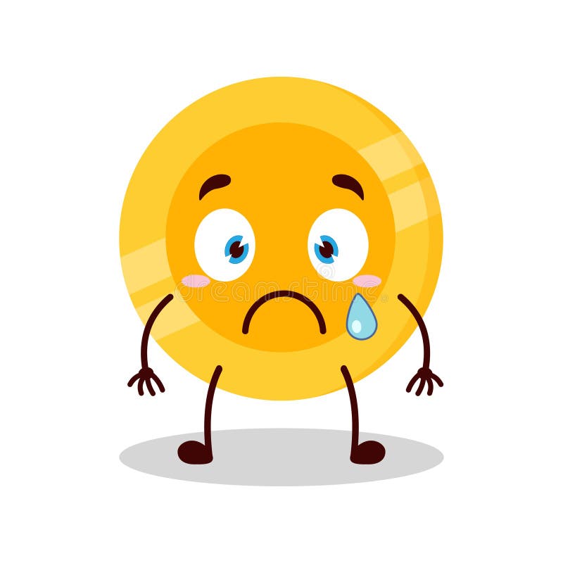 Cute Nervous Expression of Coin Cartoon Character Stock Vector ...