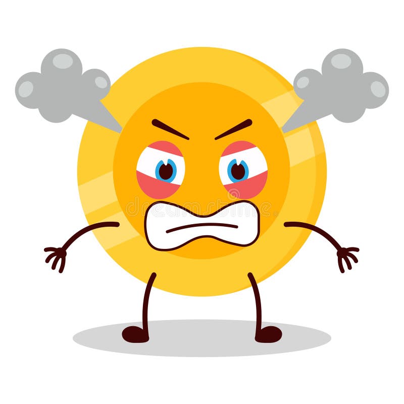 Cute Furious Expression of Coin Cartoon Character Stock Vector ...