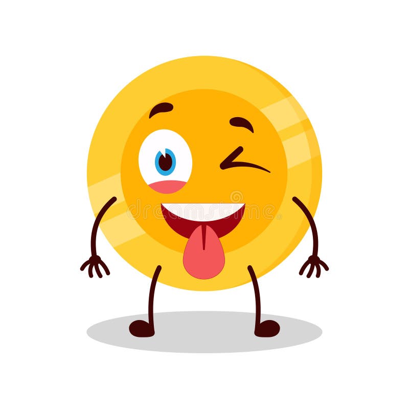Cute Teased Expression of Coin Cartoon Character Stock Vector ...