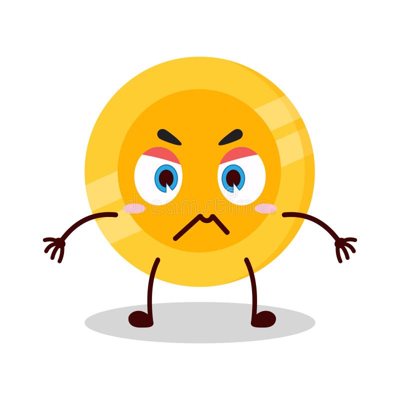 Cute Irritated Expression of Coin Cartoon Character Stock Vector ...