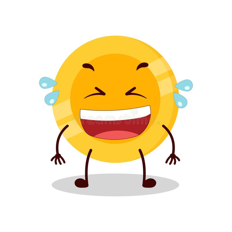 Cute Laugh Out Loud Expression of Coin Cartoon Character Stock Vector ...
