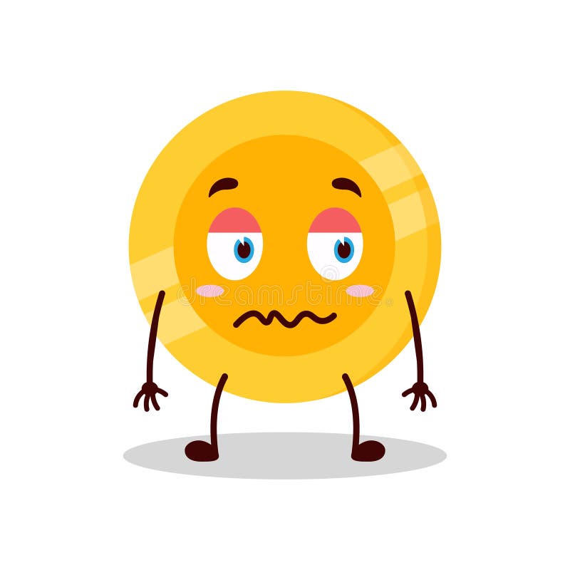 Cute Grumpy Expression of Coin Cartoon Character Stock Vector ...