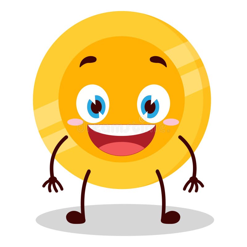 Cute Happy Expression of Coin Cartoon Bring Envelope Letter Cartoon ...