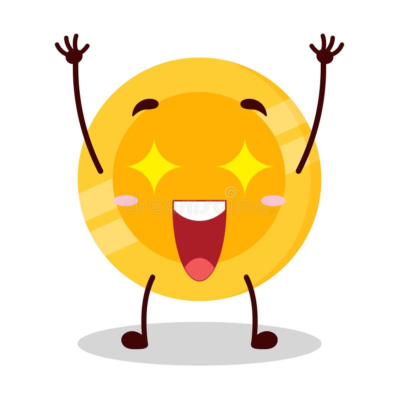 Cute Excited Expression of Coin Cartoon Character Stock Vector ...