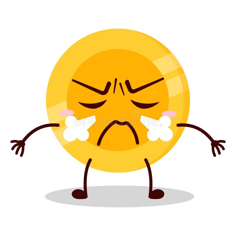 Cute Mad Expression of Coin Cartoon Character Stock Vector ...