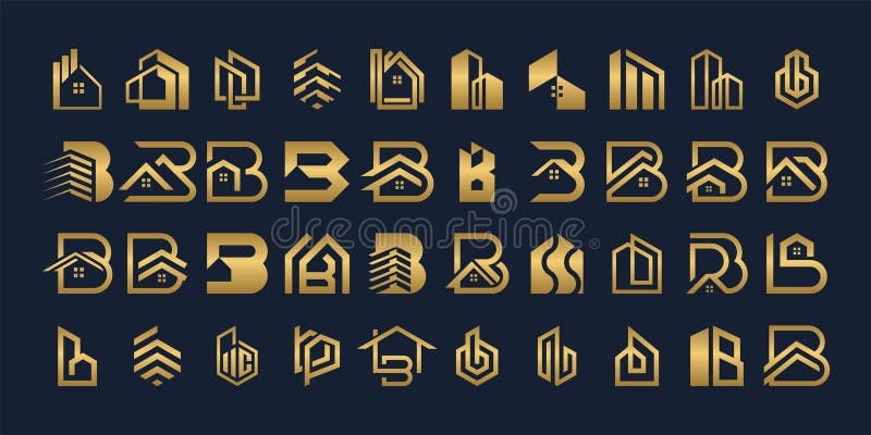 Set of Creative Letter B Logo Design Inspiration. Icons for Real Estate ...