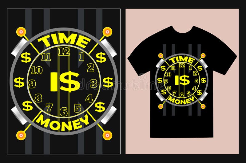 Typographic T-Shirt Design with the Text Time is Money on Black T-shirt ...