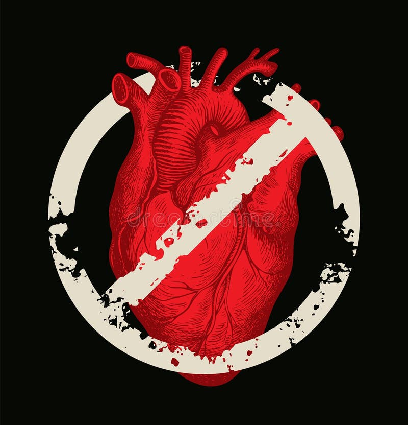 Human Heart in a Crossed Out Circle Stock Vector - Illustration of ...