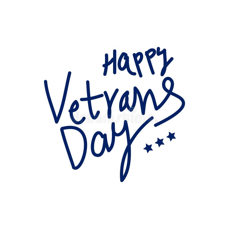 Happy Veterans Day Handwriting Typography Text with Stars for ...