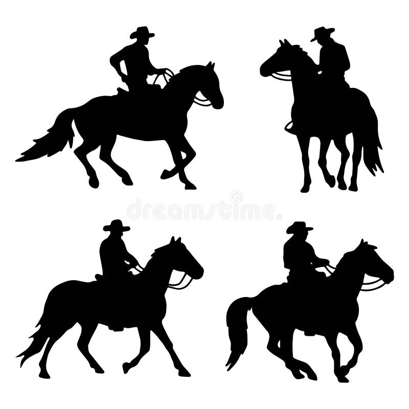 Cowboy Silhouette Vector Set. Vector Illustration Stock Vector ...