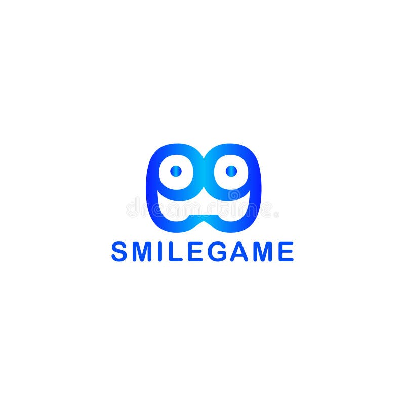 Game Pad Logo Icon Vector Template in Blue Color in Smile or Smiley ...
